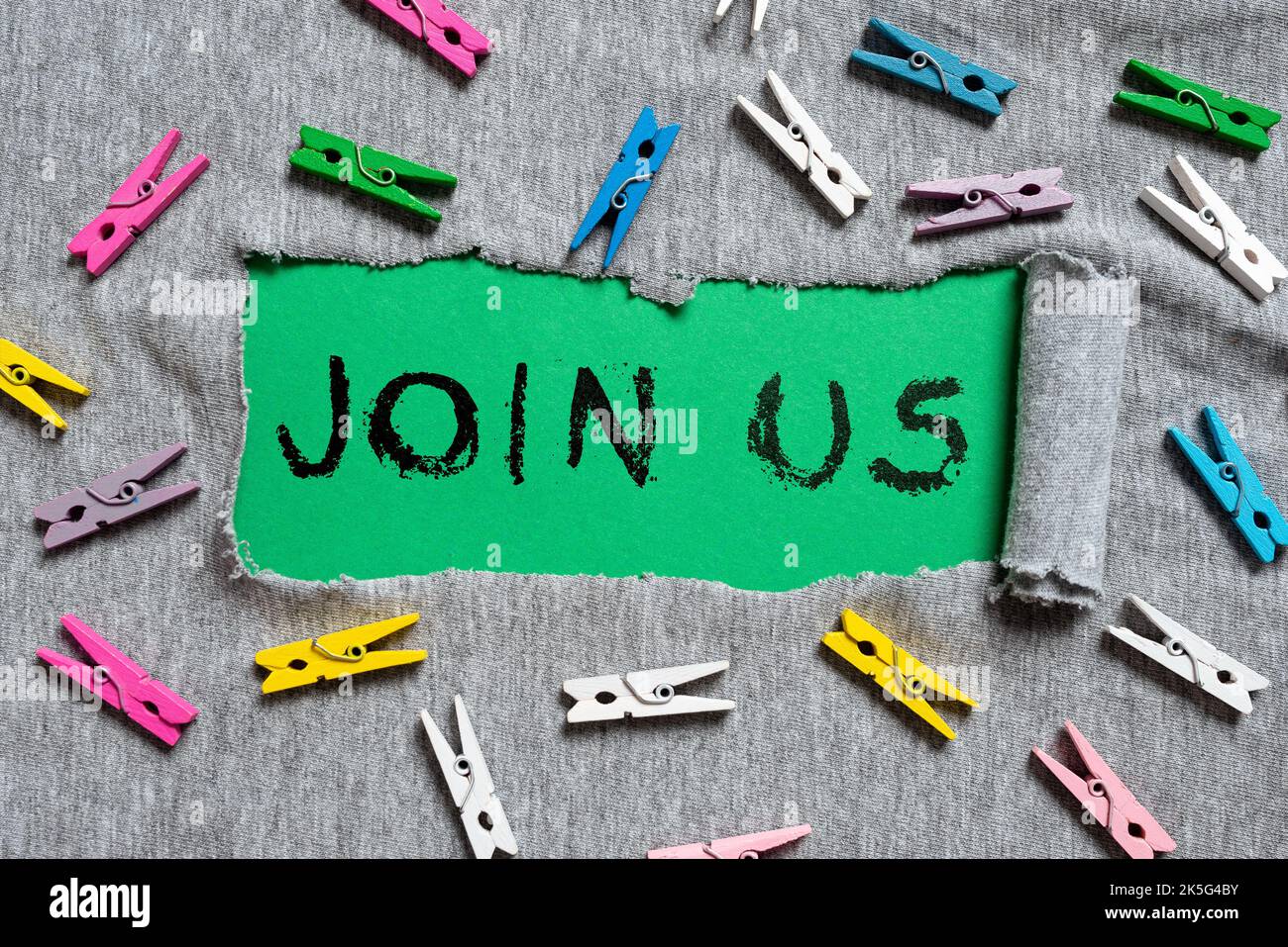 Text caption presenting Join Us. Word for Register in community Team or ...