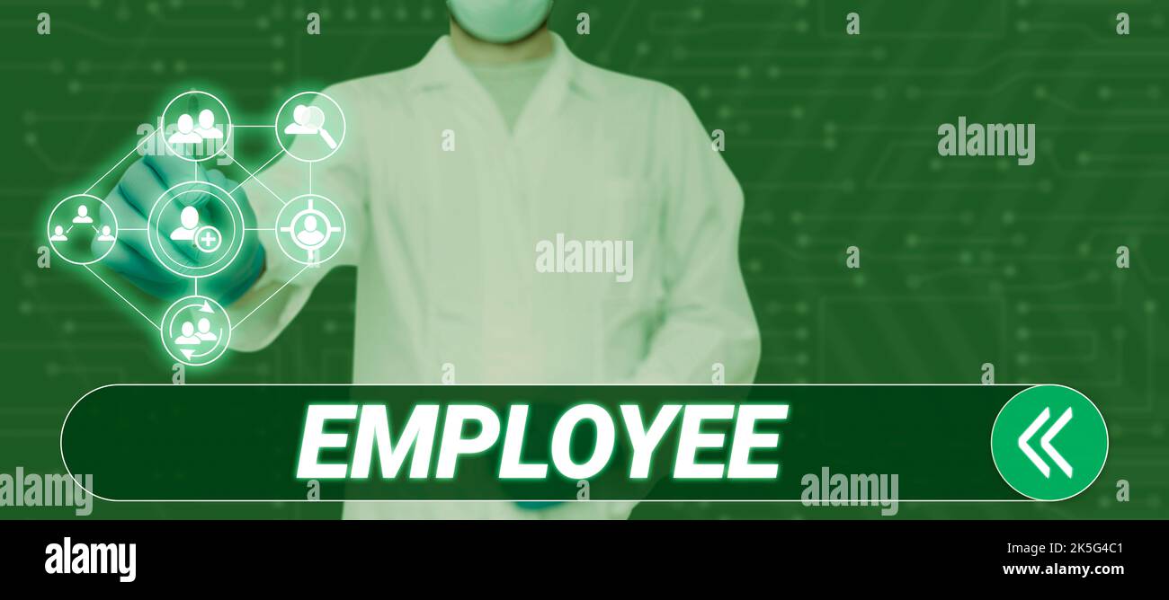 Sign displaying Employee. Business concept a person working for wages ...