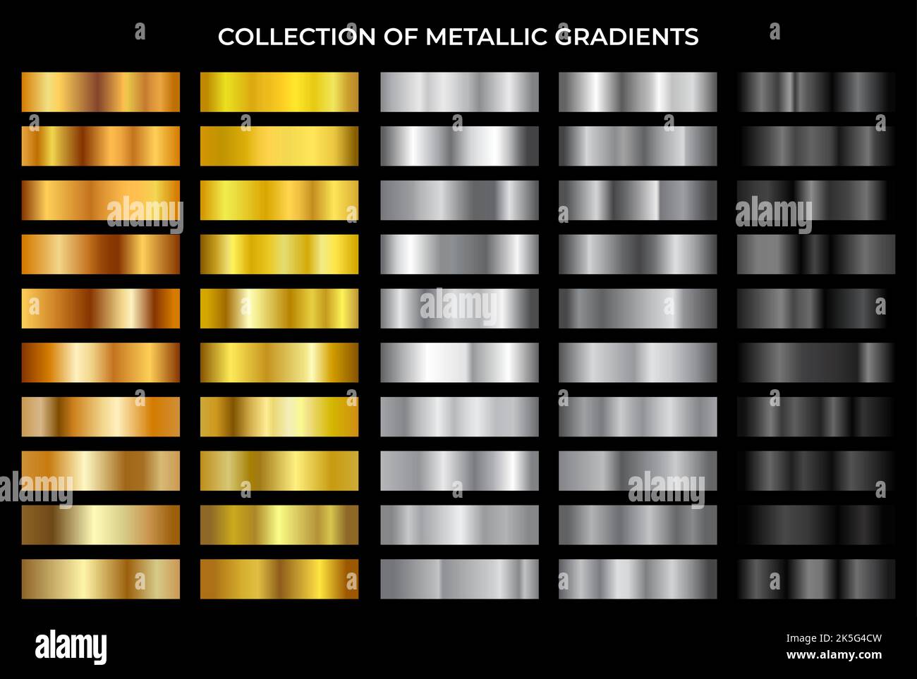 Gold, bronze, silver and black texture gradation background set. Vector ...
