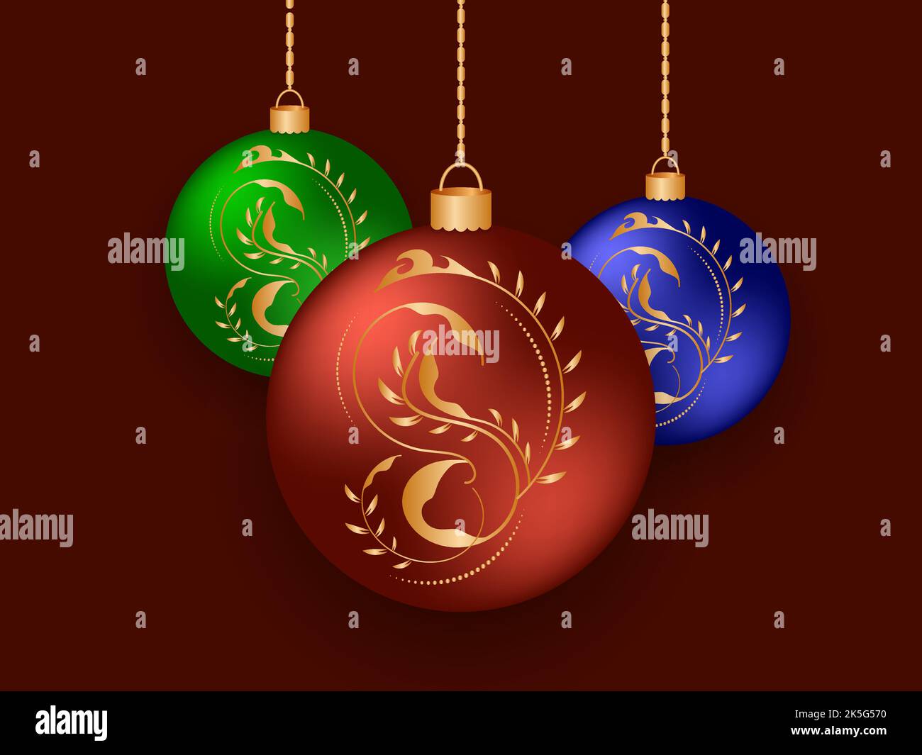 Christmas balls with gold color drawings and highlights. Festive ...