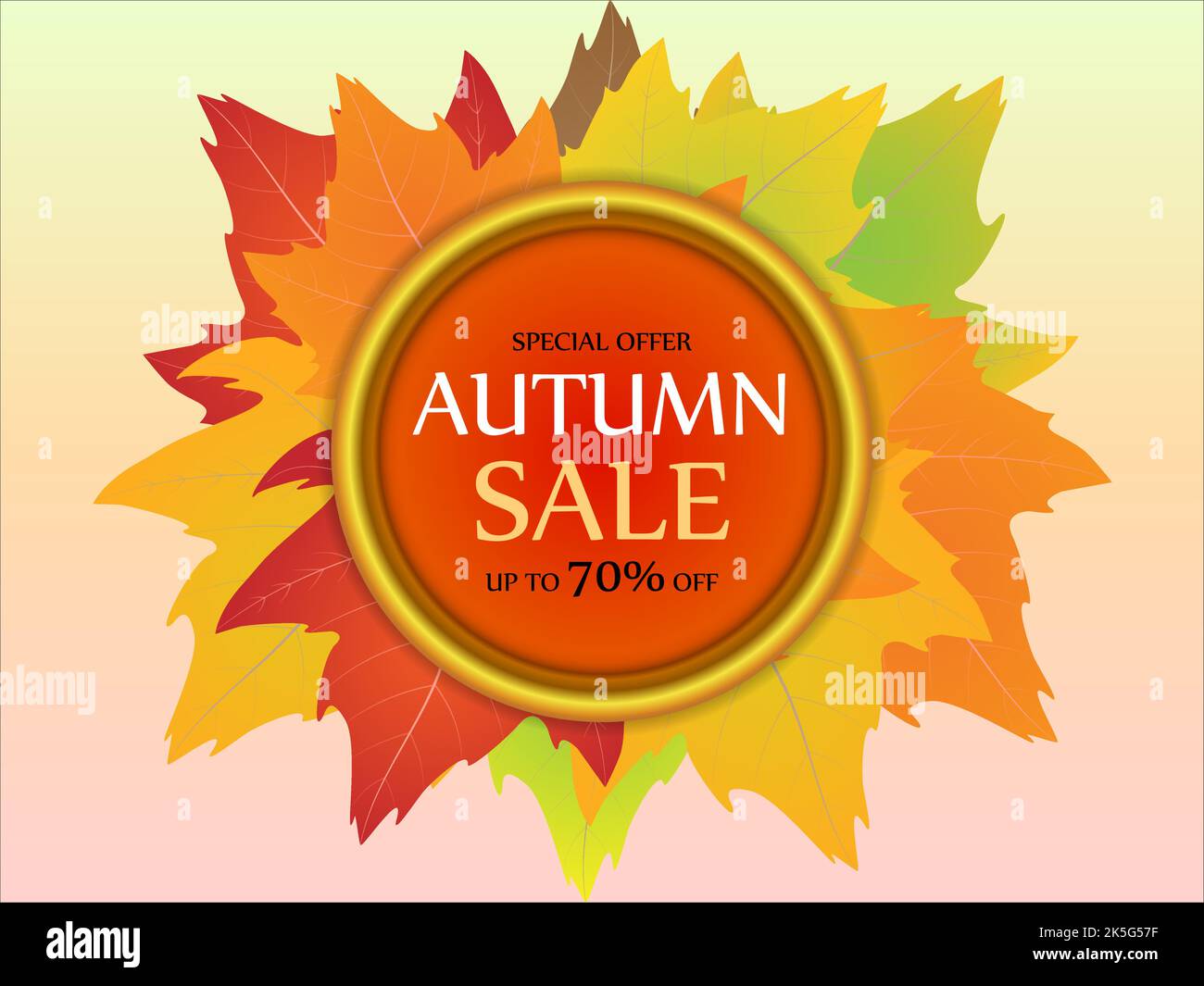 Special autumn offer, banner with colorful seasonal autumn leaves, for ...