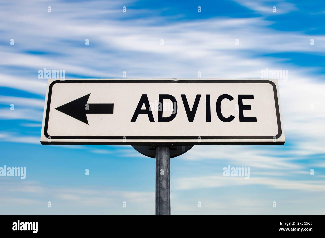Advice arrow sign on blue sky background. Get advice, help, support ...