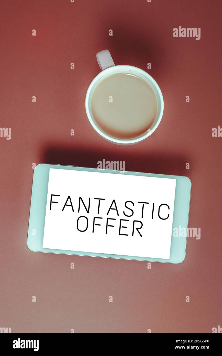 Hand writing sign Fantastic Offer. Internet Concept a marketing ...