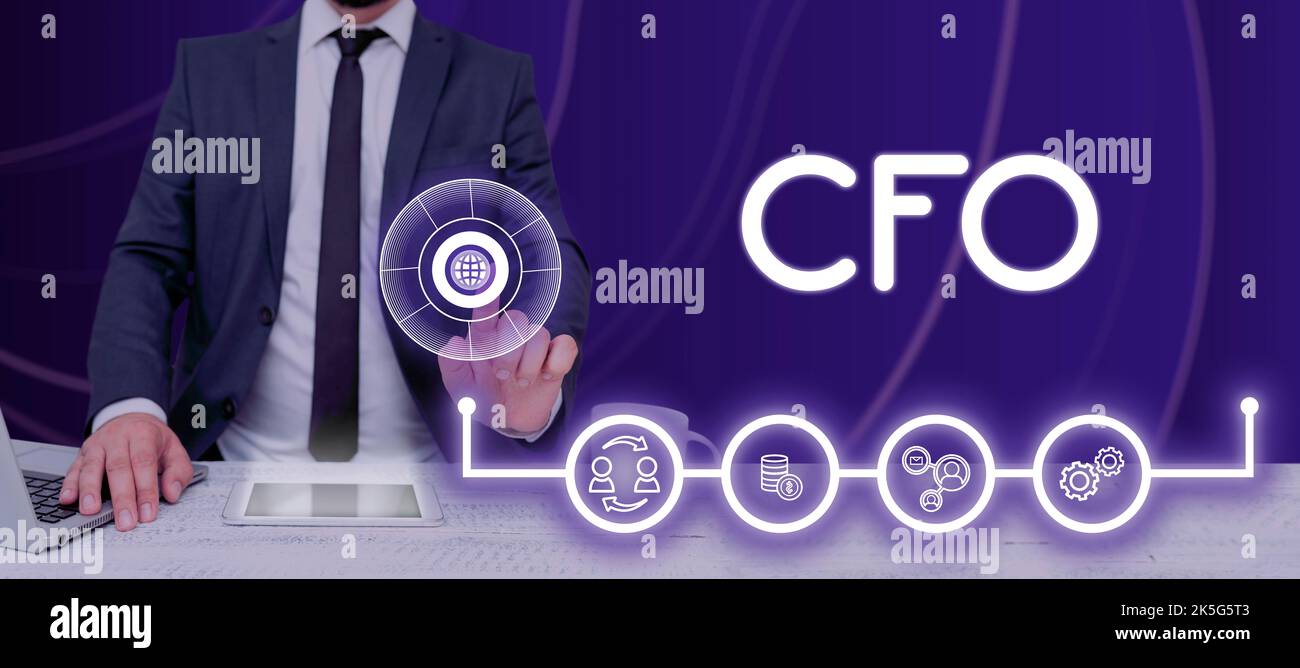 Text caption presenting Cfo. Concept meaning chief financial officer ...