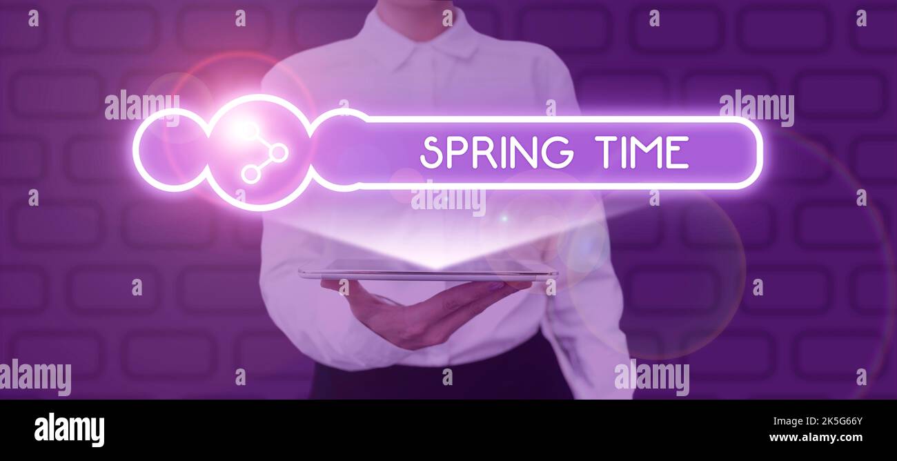 Text caption presenting Spring Time. Business showcase temperate season ...