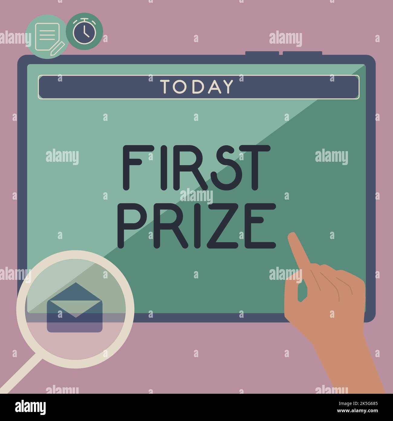 Text caption presenting First Prize. Business showcase most coveted ...