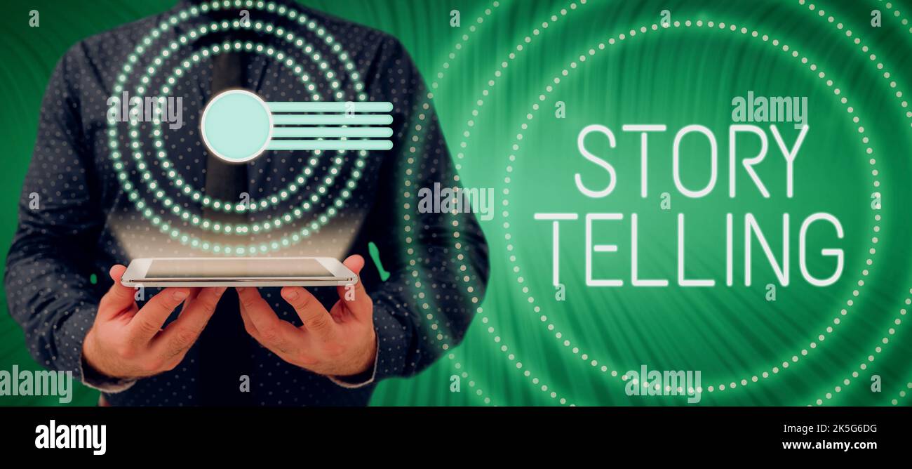 Sign displaying Story Telling. Business idea narrative style of ...