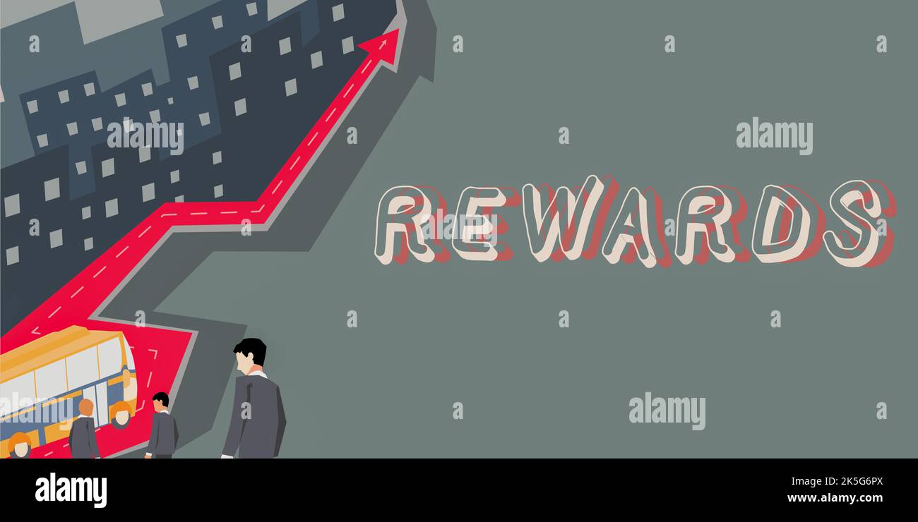 Writing displaying text Rewards. Business idea certain number or ...