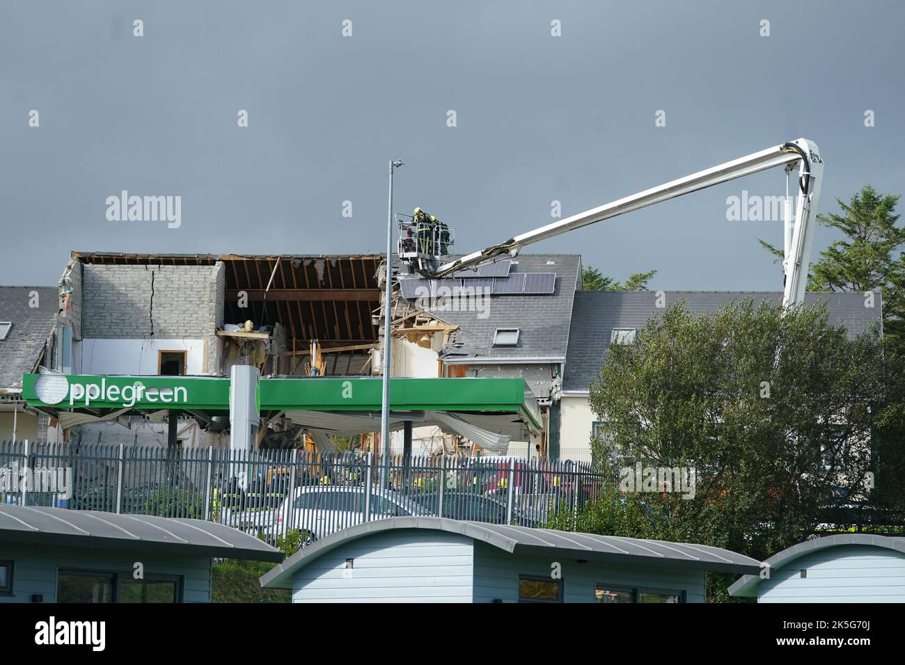 Emergency services continue their work at the scene of an explosion at ...