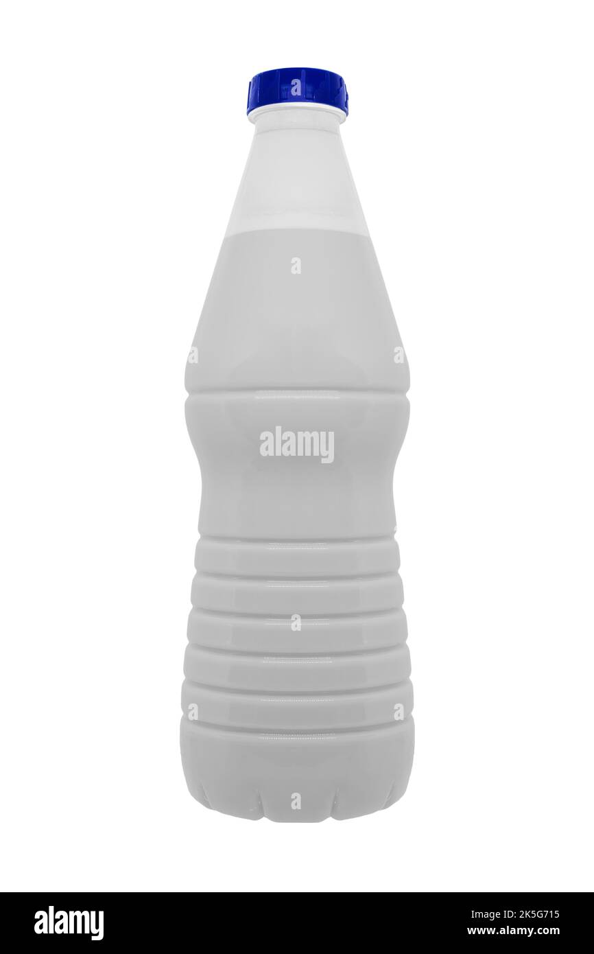 White plastic bottle for mockup, liquid container with lid on isolated ...