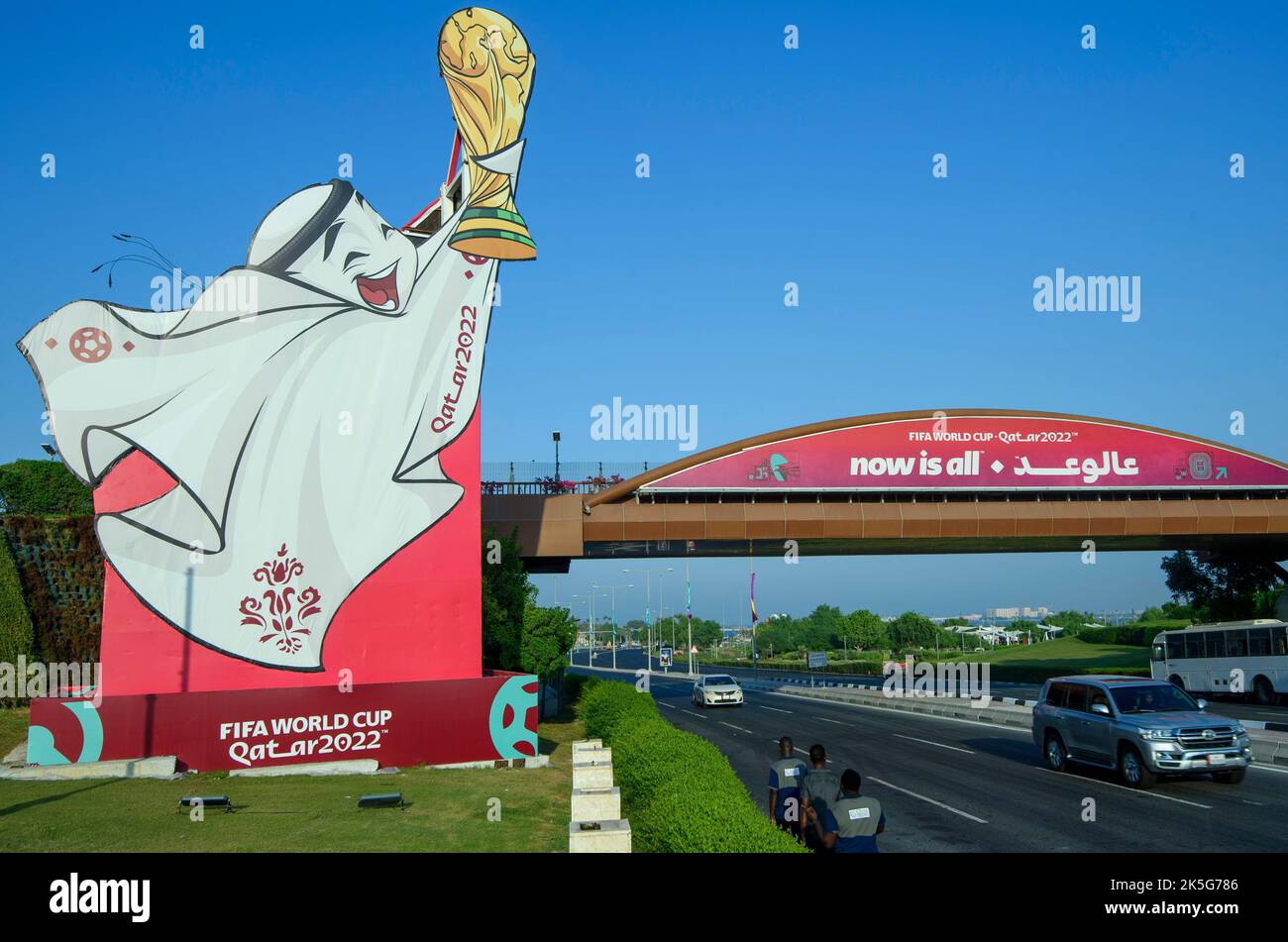 Doha. 7th Oct, 2022. A large Qatar 2022 FIFA World Cup welcome ...