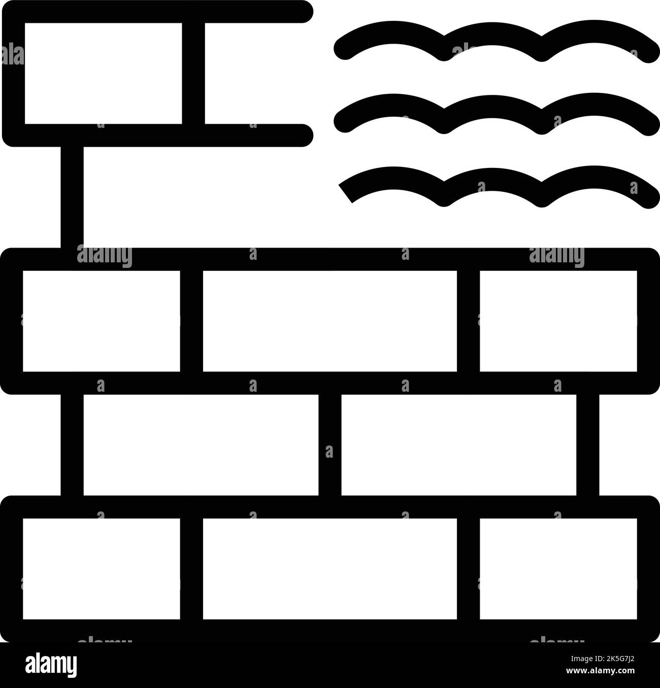 Brick wall icon outline vector. Construction surface. Cement stone ...