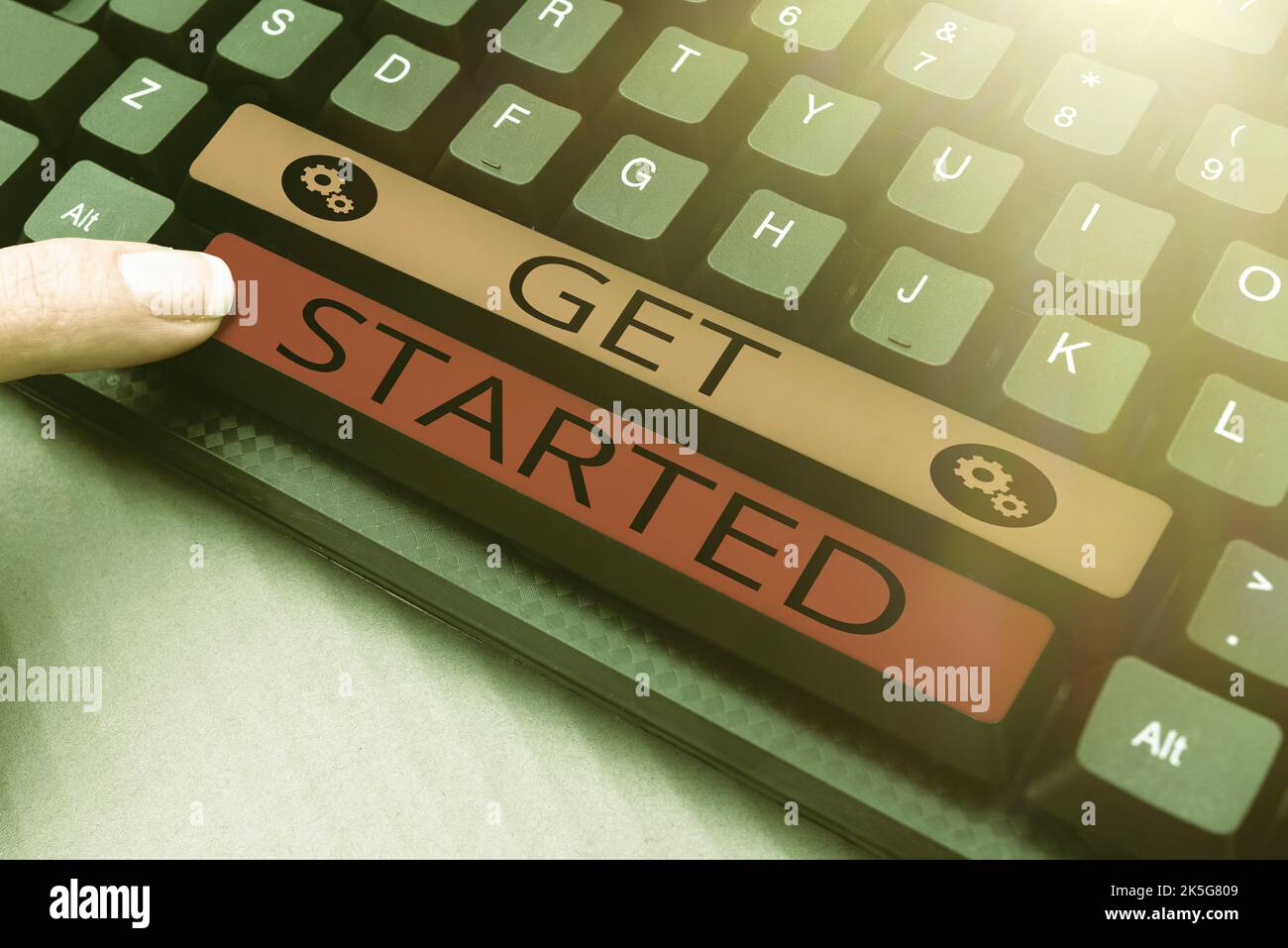Text caption presenting Get Started. Business concept to begin accomplishing or working on the ...