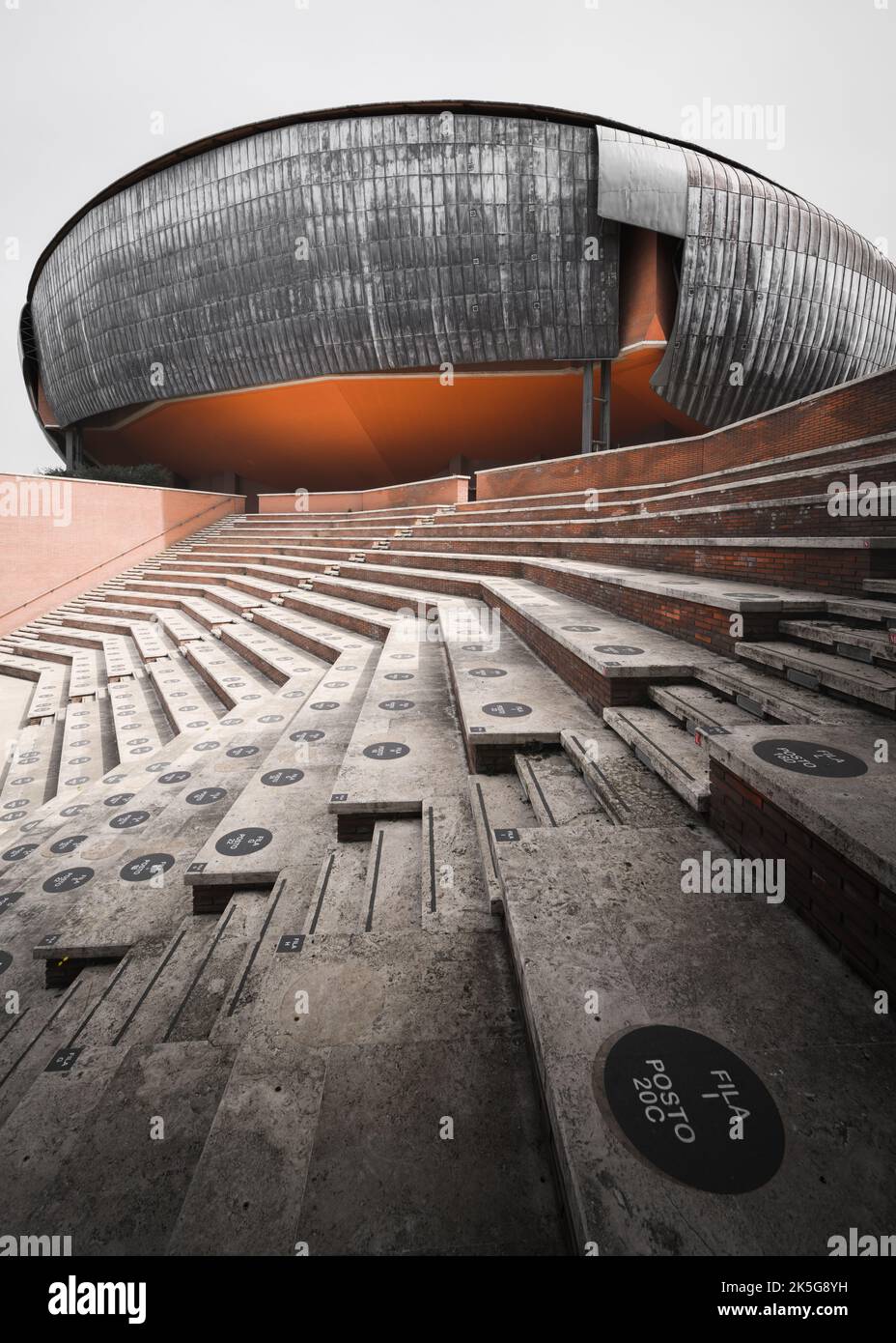 A stairs and numbered sitting area in a concert hall in the Music Park ...