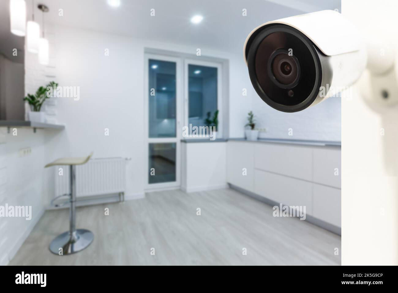 Living room under CCTV cameras surveillance, above view Stock Photo - Alamy