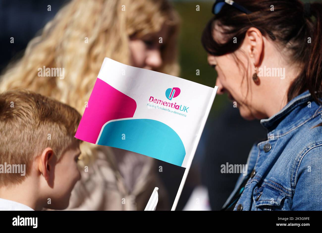 A general view of a paper Dementia UK flag is seen prior to the Premier ...