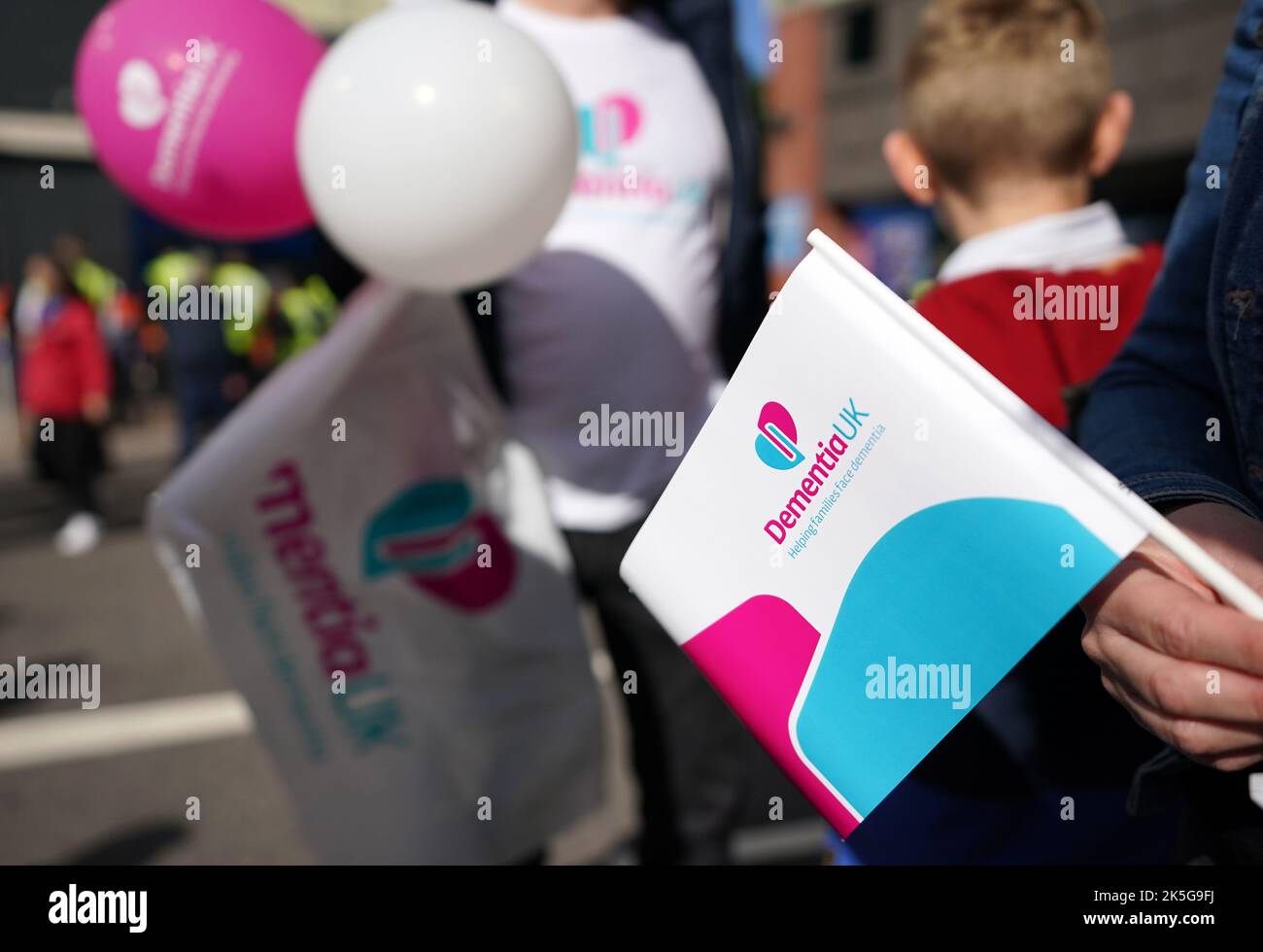 A general view of a paper Dementia UK flag is seen prior to the Premier ...