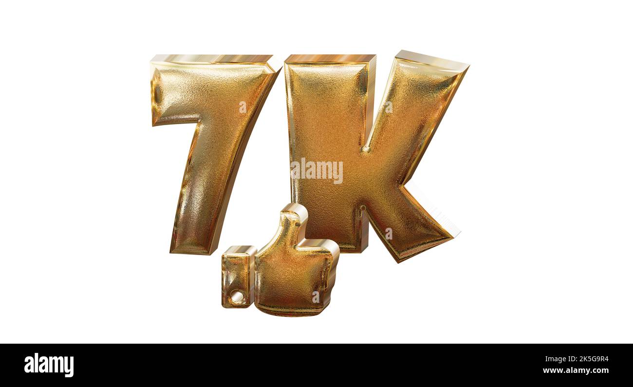 3d illustration 7 k gold number Stock Photo - Alamy