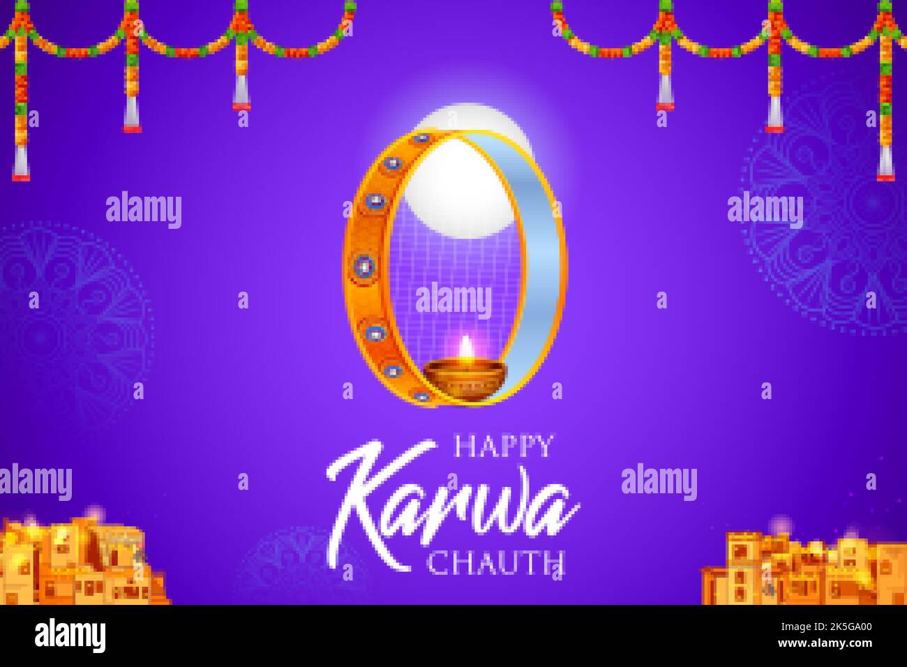 illustration of decorated pooja thali for greetings on Indian Hindu ...