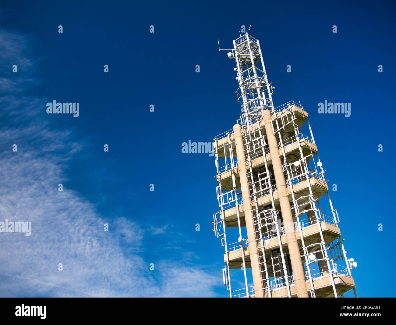 The reinforced concrete telecommunications tower at Tolsford Hill near ...
