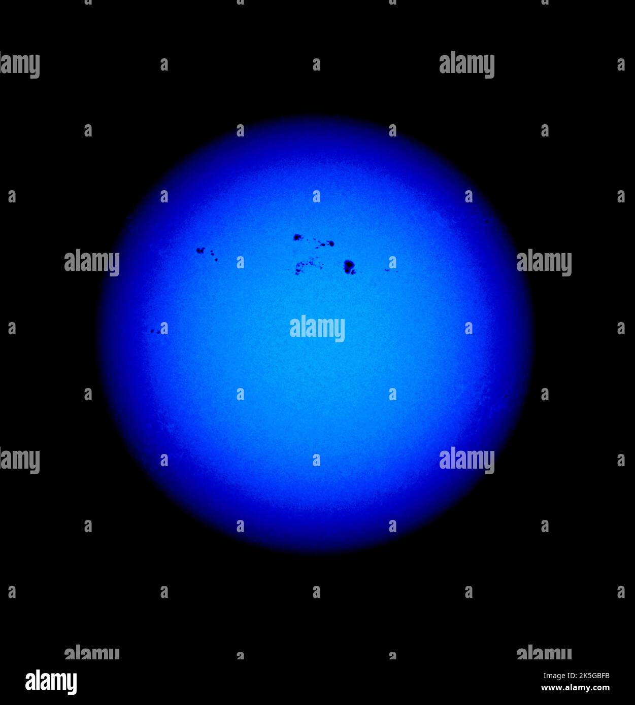 London, UK. 8 October 2022. Massive sunspot group is captured through ...