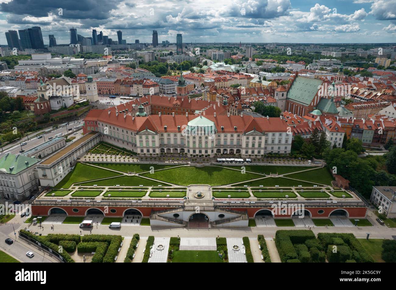 Warsaw Royal Castle, aerial view Stock Photo - Alamy
