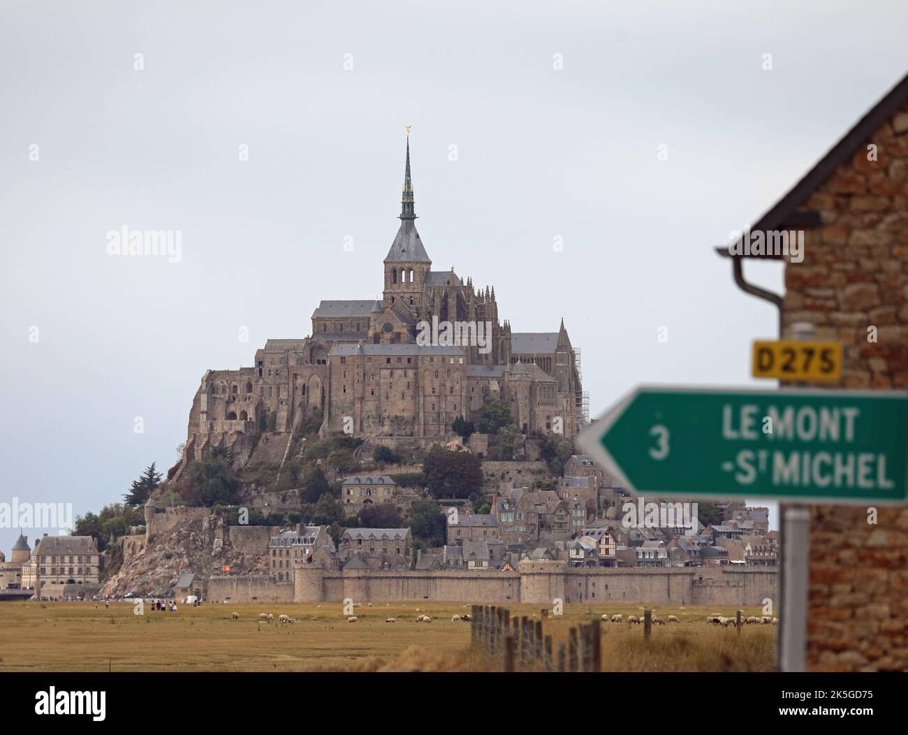 ancient abbey of Mont Saint Michel in Normandy in Northern France and ...