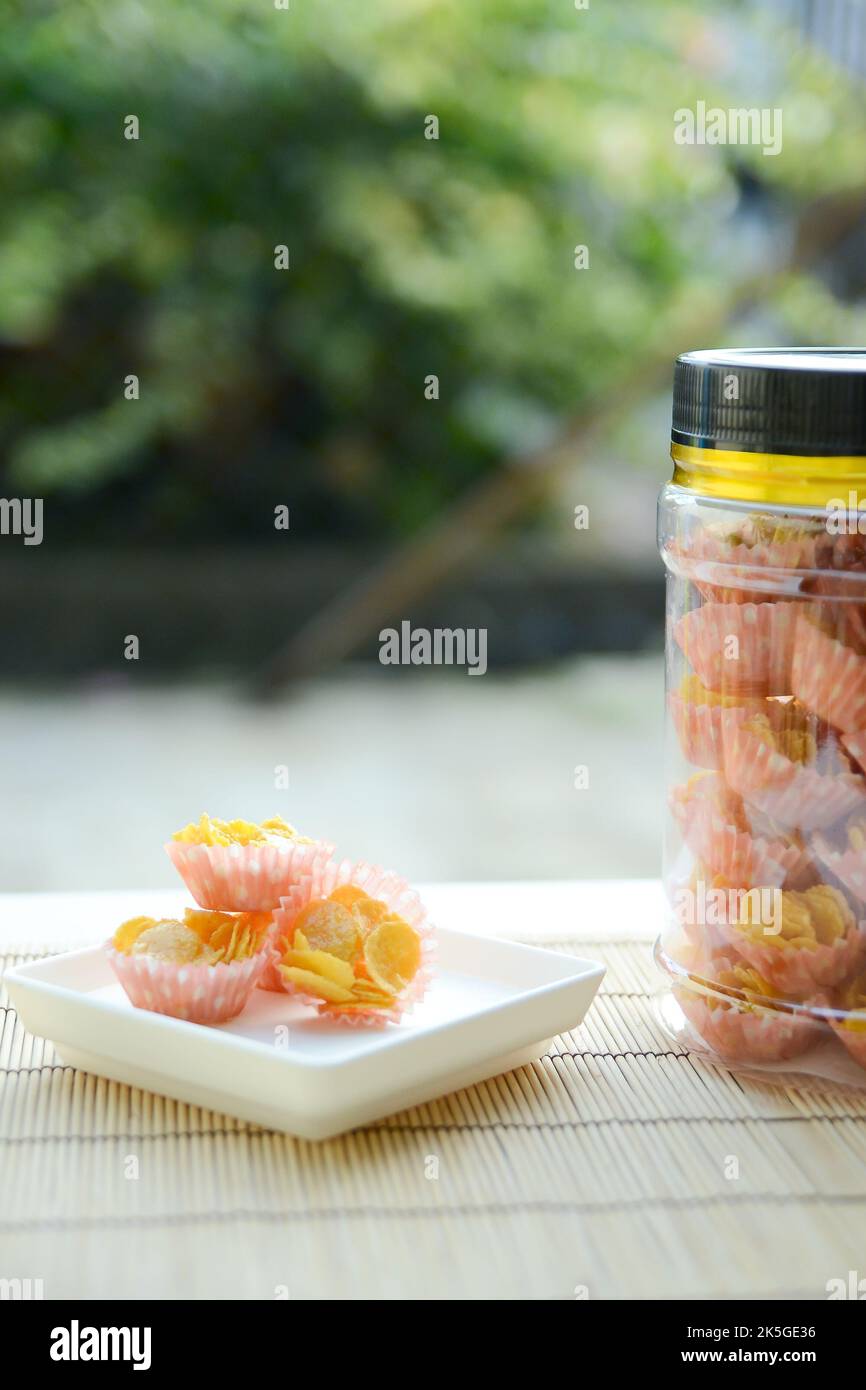 Corn Flakes Cookies, home made biscuits arranged beautifully Stock ...