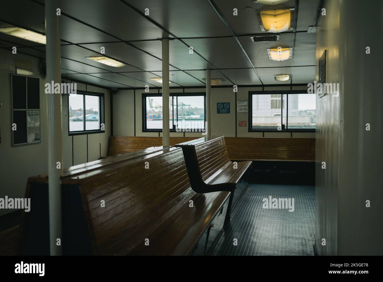 Interior of the Governors Island Ferry, Manhattan, New York Stock Photo ...