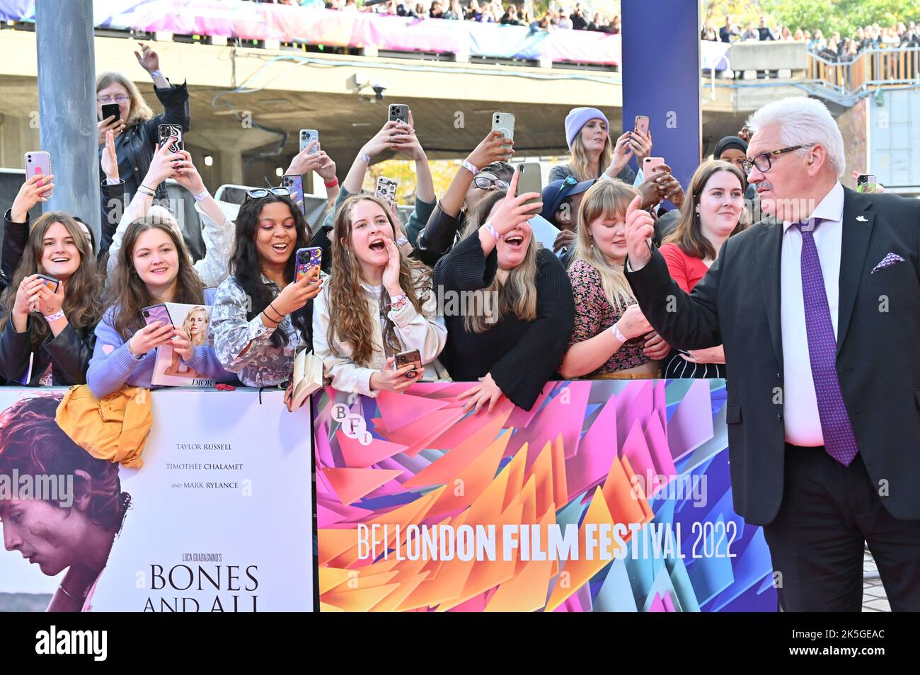 London, UK. 08th Oct, 2022. Taylor Russell fans cheering crazy at the ...