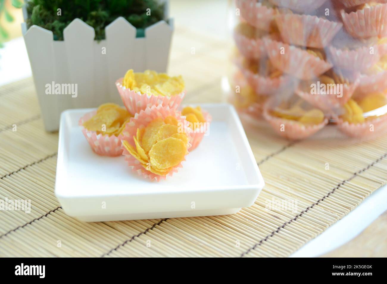 Corn Flakes Cookies, home made biscuits arranged beautifully Stock ...