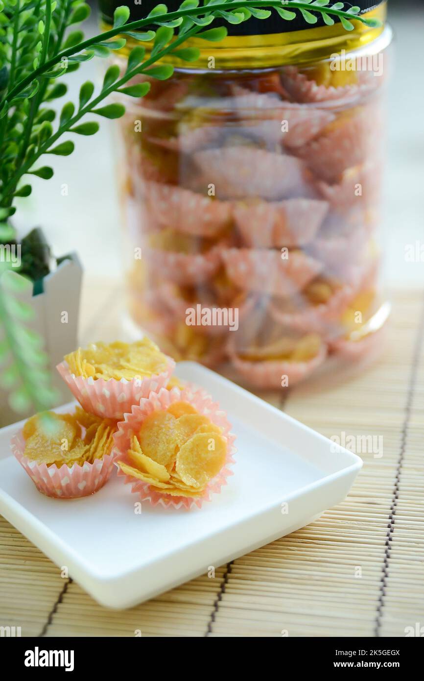 Corn Flakes Cookies, home made biscuits arranged beautifully Stock ...