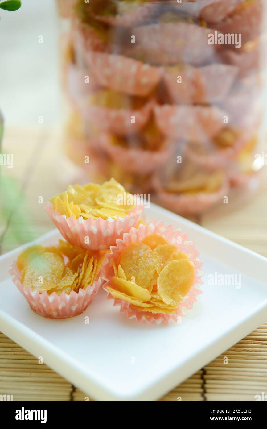 Corn Flakes Cookies, home made biscuits arranged beautifully Stock ...