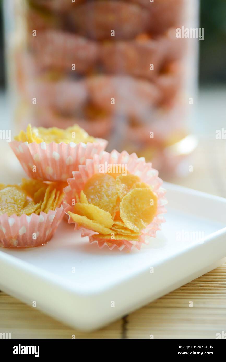 Corn Flakes Cookies, home made biscuits arranged beautifully Stock ...