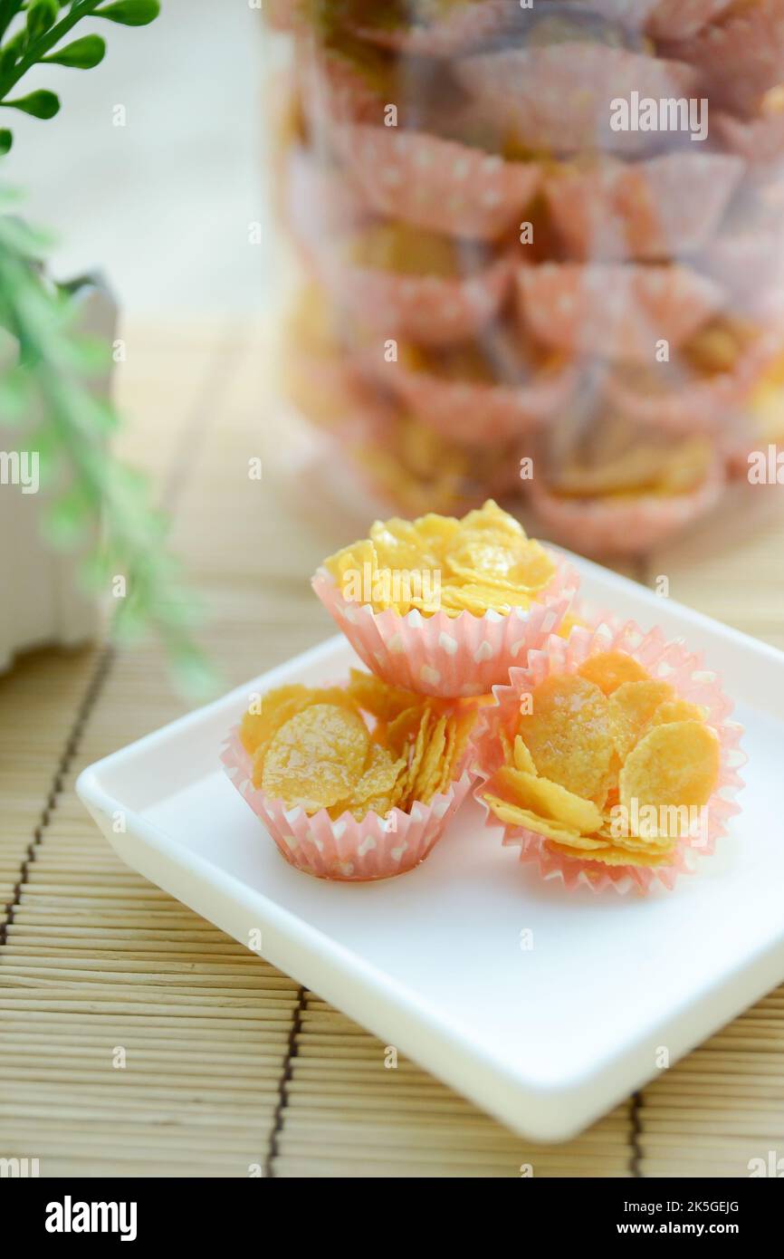 Corn Flakes Cookies, home made biscuits arranged beautifully Stock ...