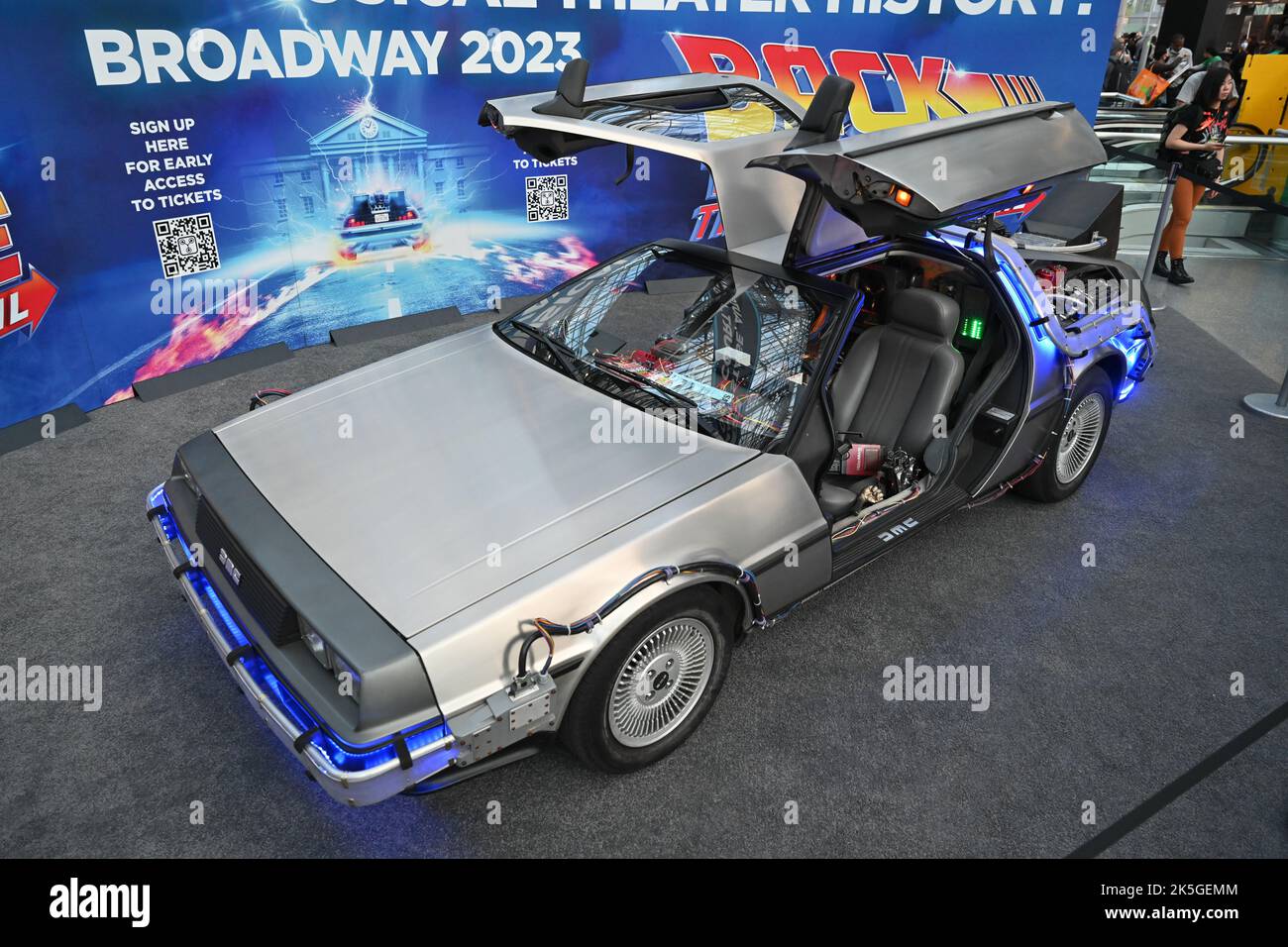 A Delorean Time Machine from Back To The FUture on display at New York ...
