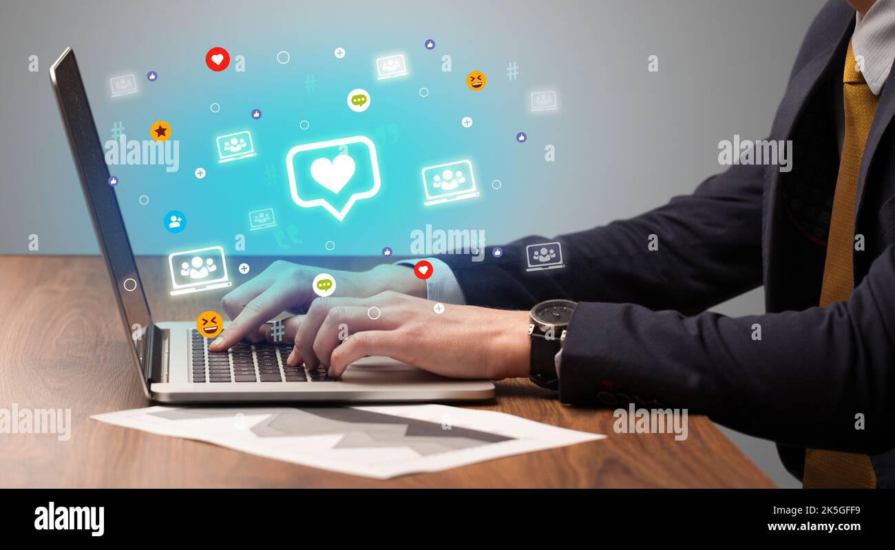 Hand surfing on the social media Stock Photo - Alamy