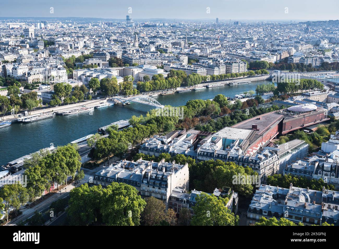Panoramic view from second floor of Eiffel tower in Paris. View of the ...