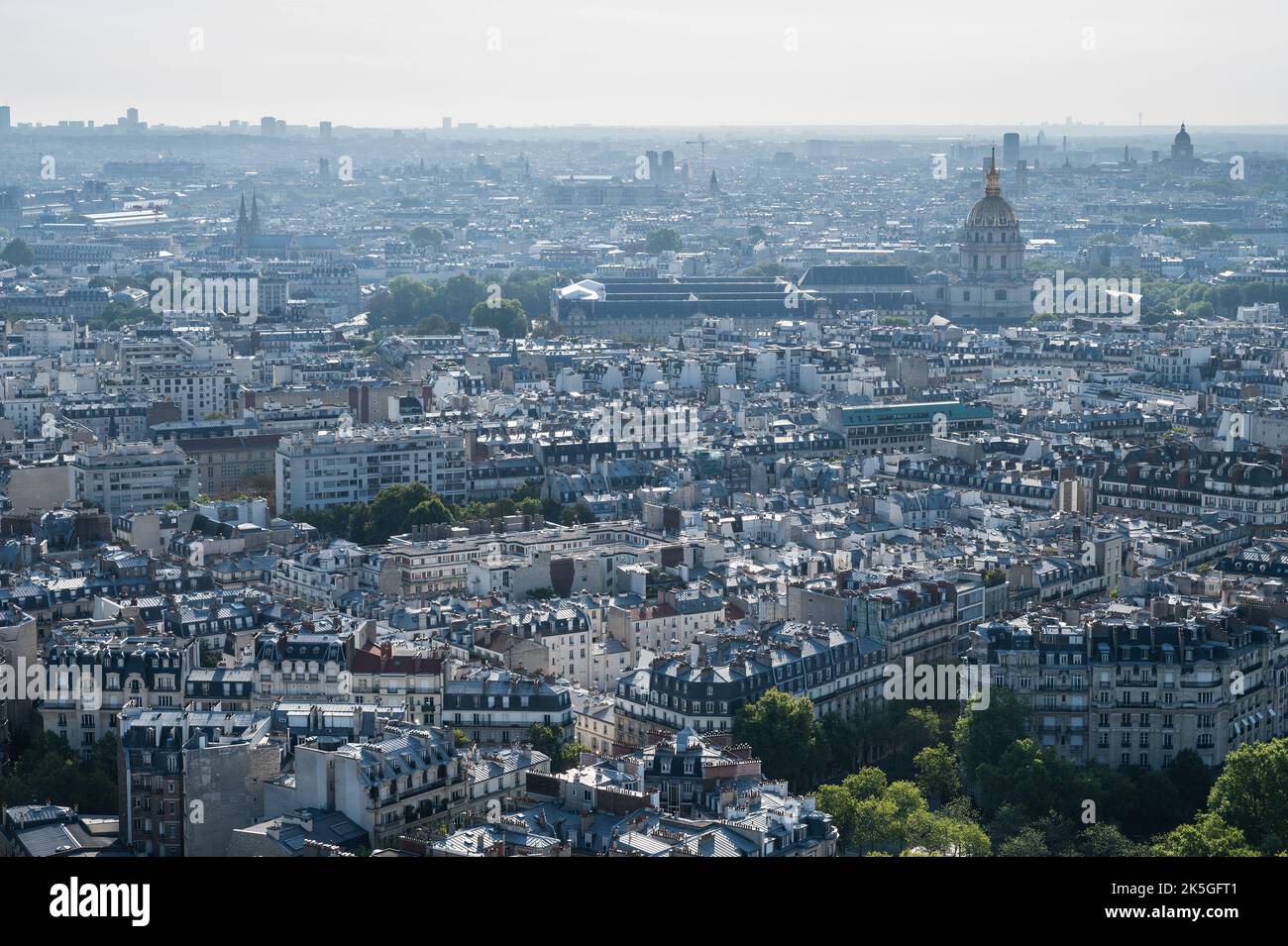 Panoramic view from second floor of Eiffel tower in Paris. View of the ...