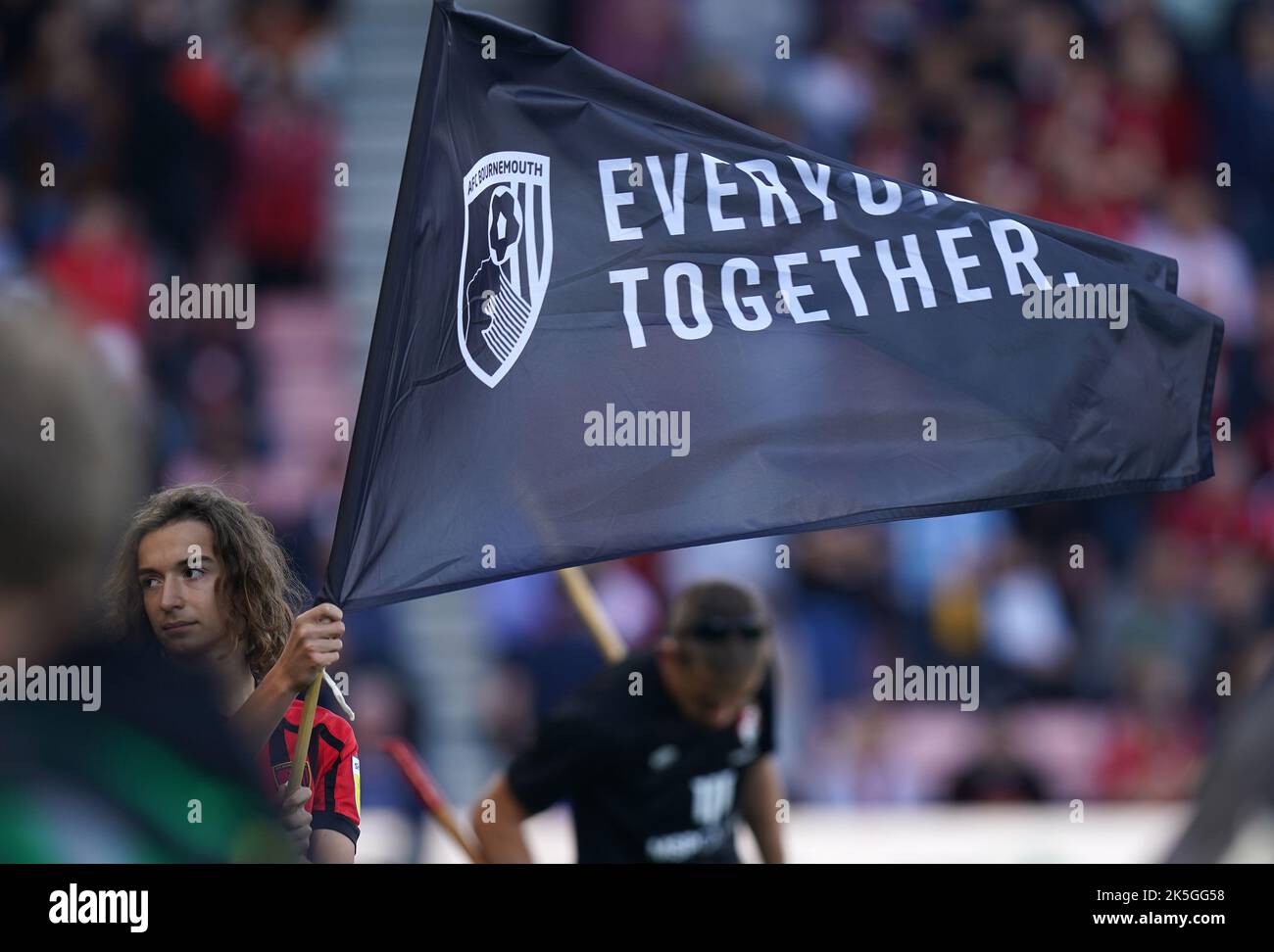 Mascots wave anti-racism flags during the Premier League match at ...