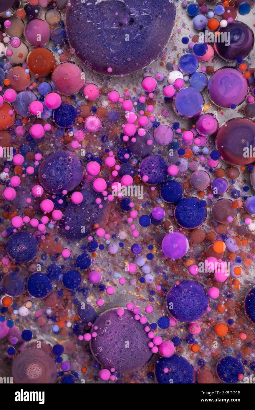 Acrylic paint balls abstract texture. Bright colors fluid, flowing ...