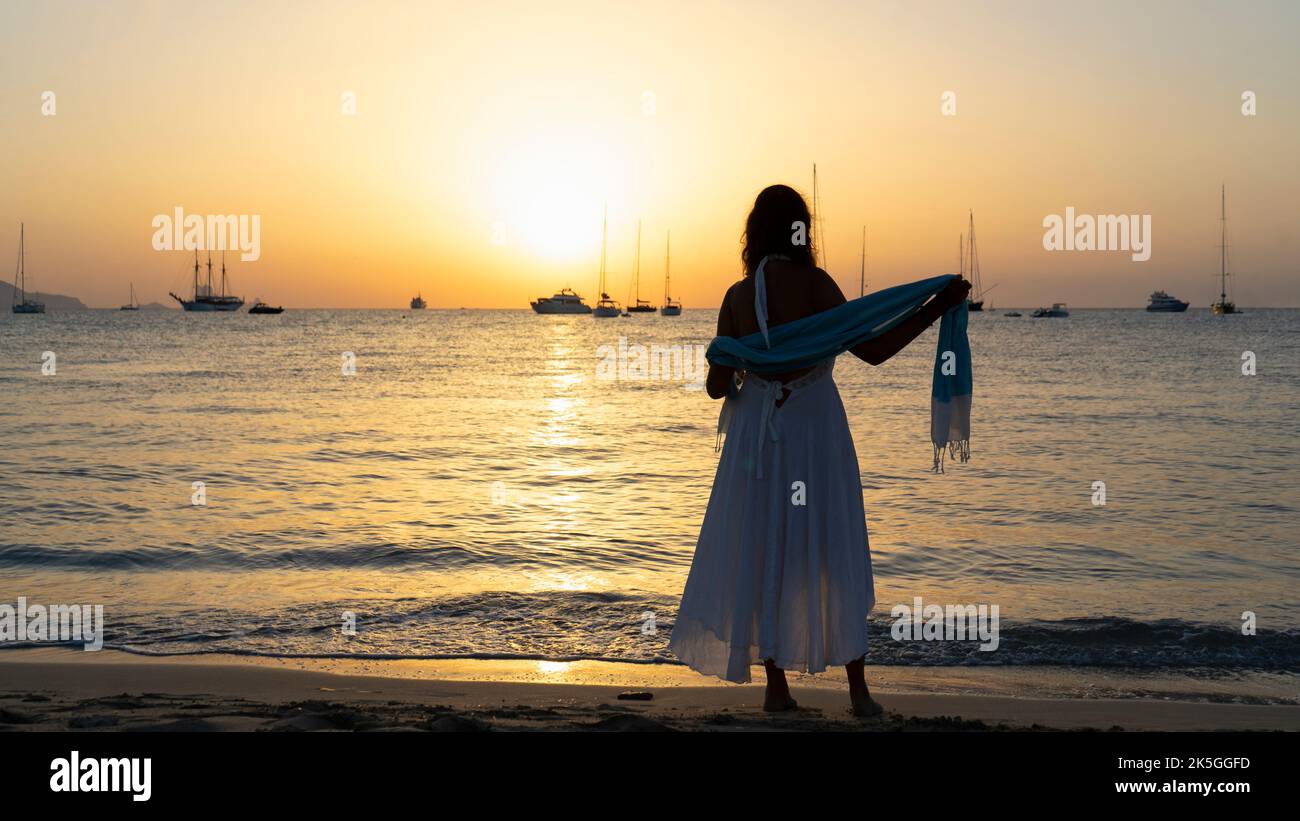 Barefoot woman white dress hi-res stock photography and images - Alamy