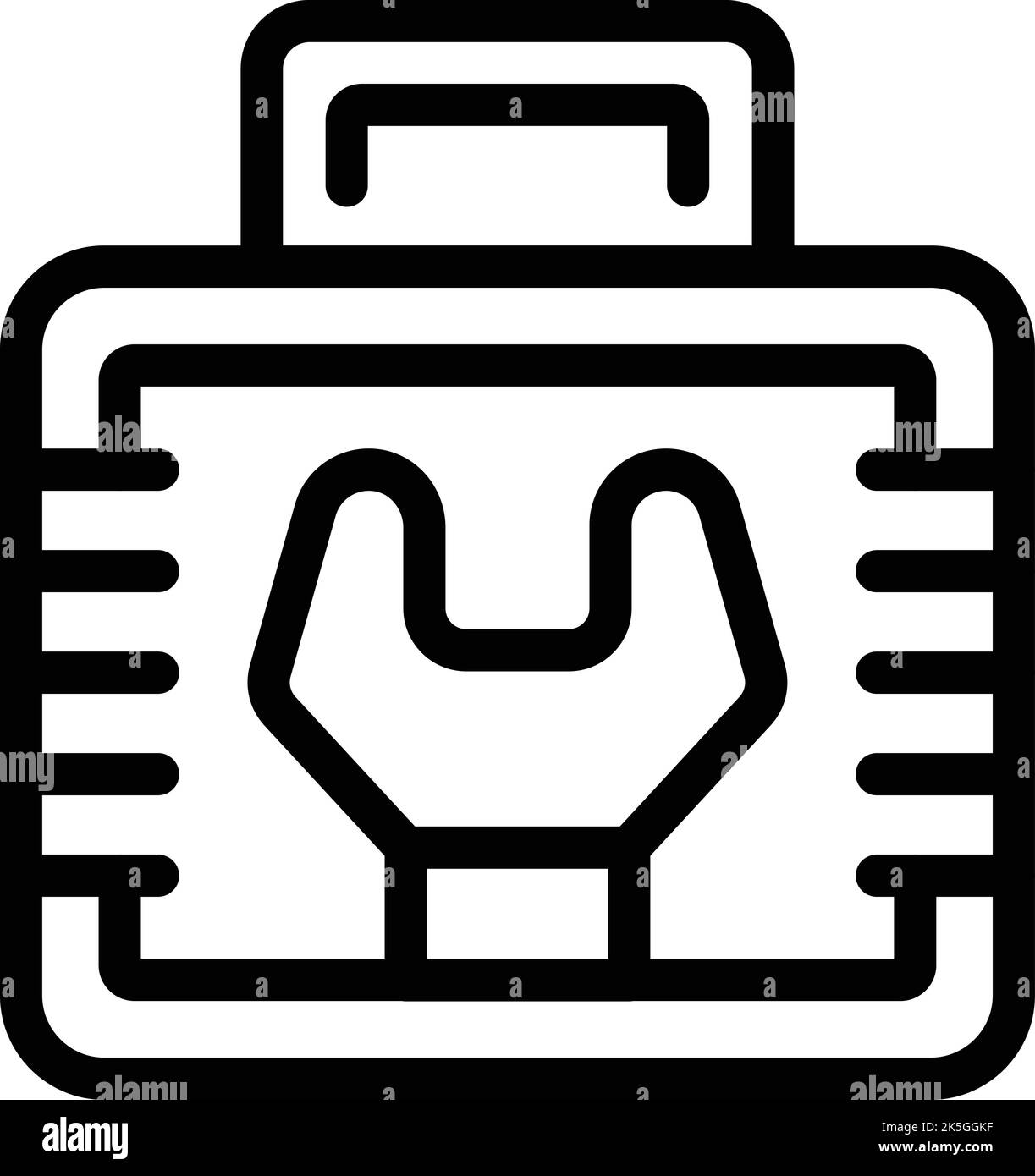Empty toolbox icon outline vector. Open kit. Hammer equipment Stock ...