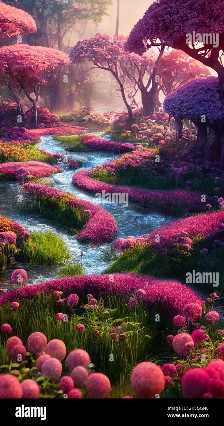 Fantasy fairy tale flower in forest background. Fabulous fairytale ...