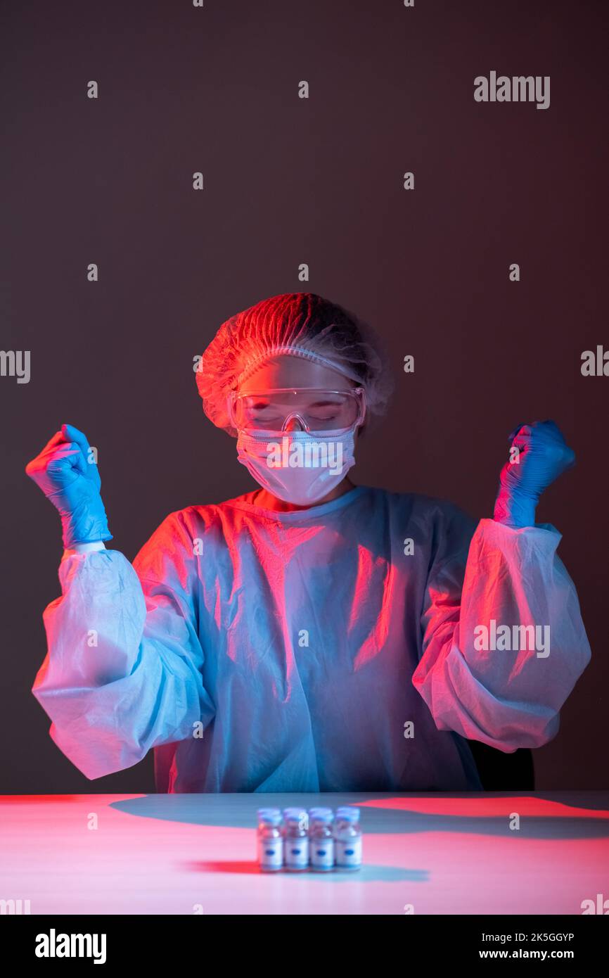 Effective vaccine. Stop coronavirus. Approved immunization. Excited ...