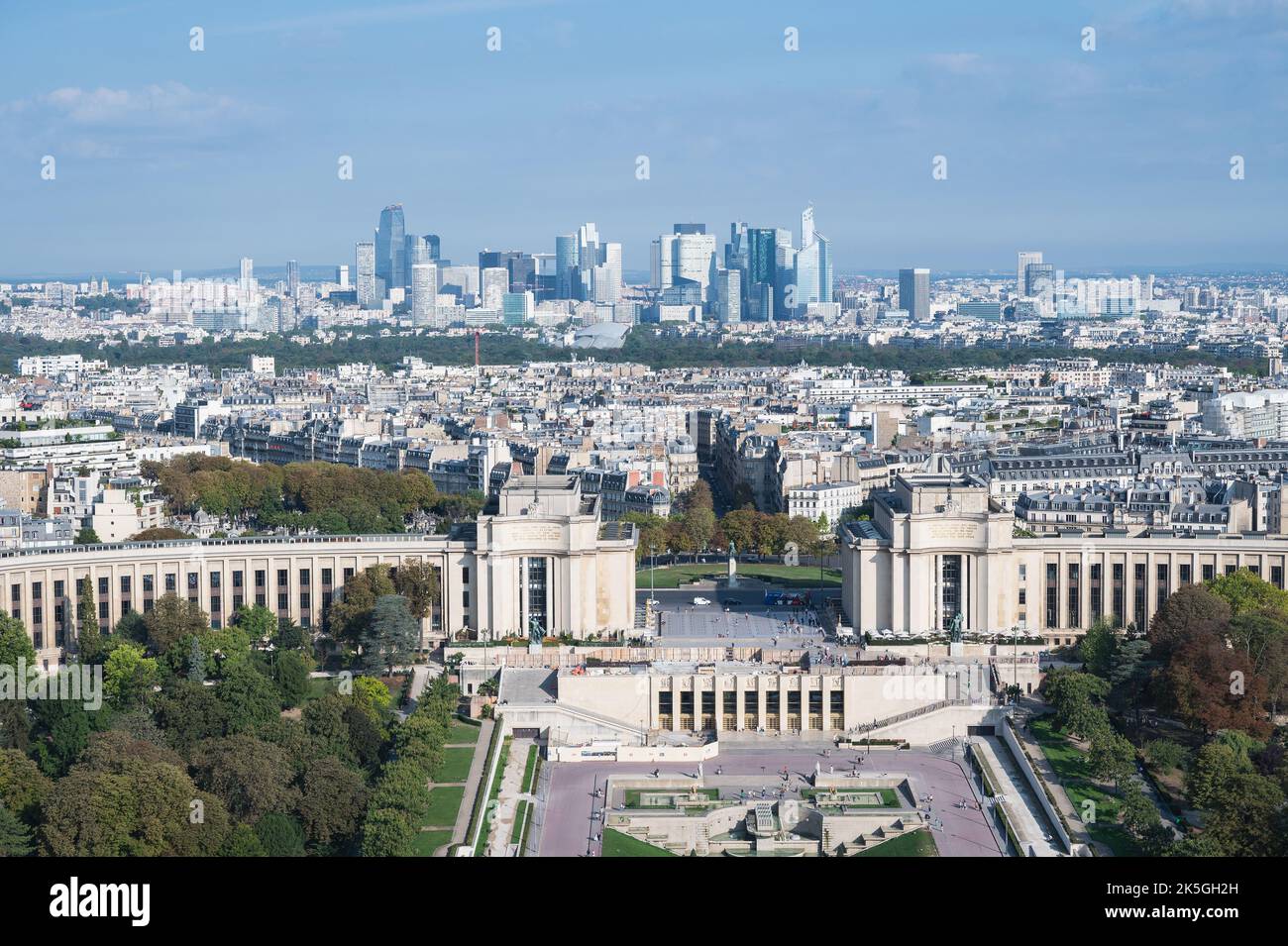 Panoramic view from second floor of Eiffel tower in Paris. View of the ...