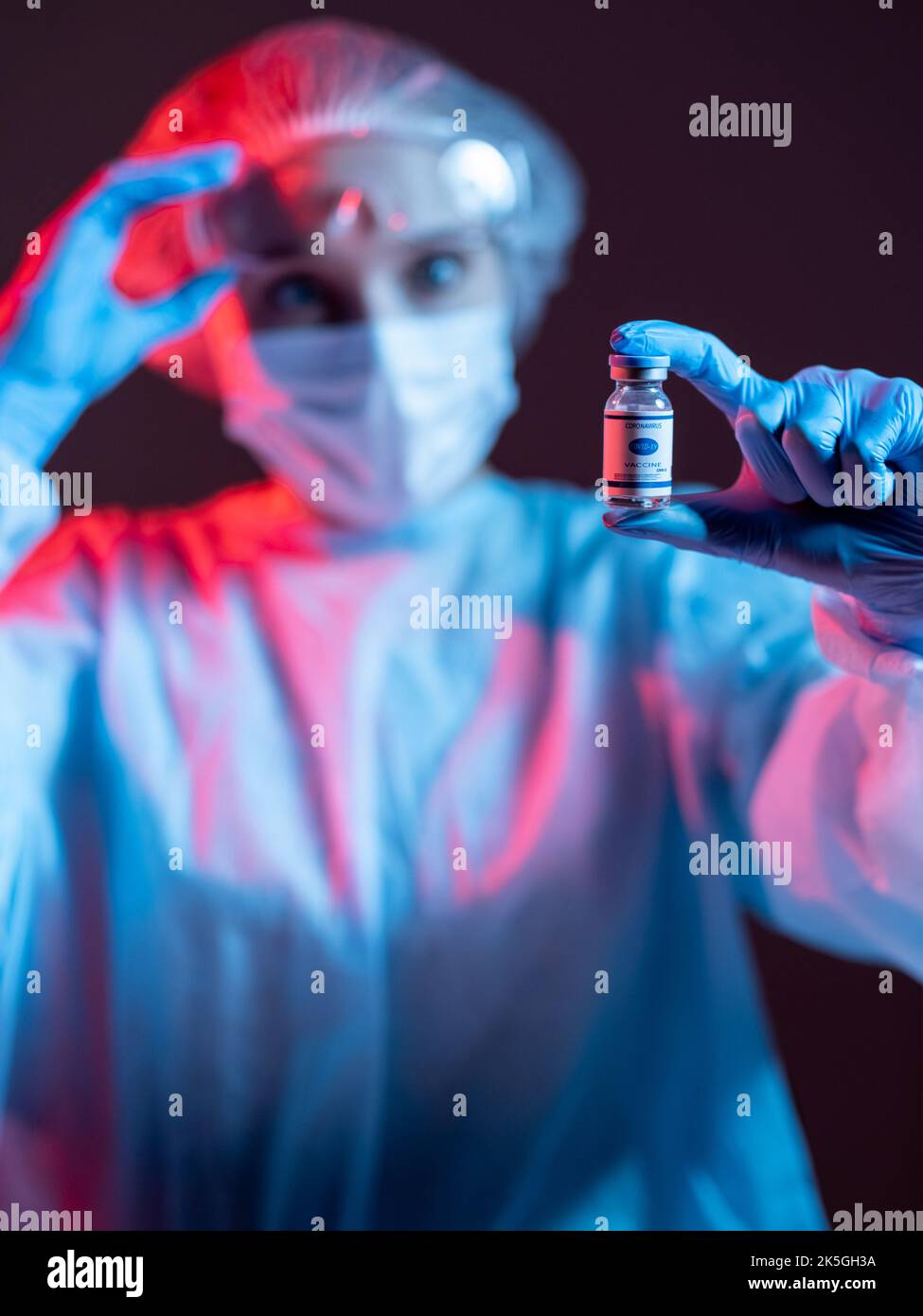 Vaccine study. Coronavirus immunization. Clinical trial. Lab research. Surprised female doctor ...