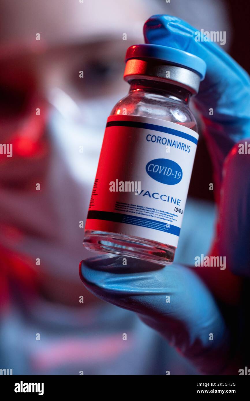 Covid-19 vaccine. Lab research. Coronavirus immunization. Female ...