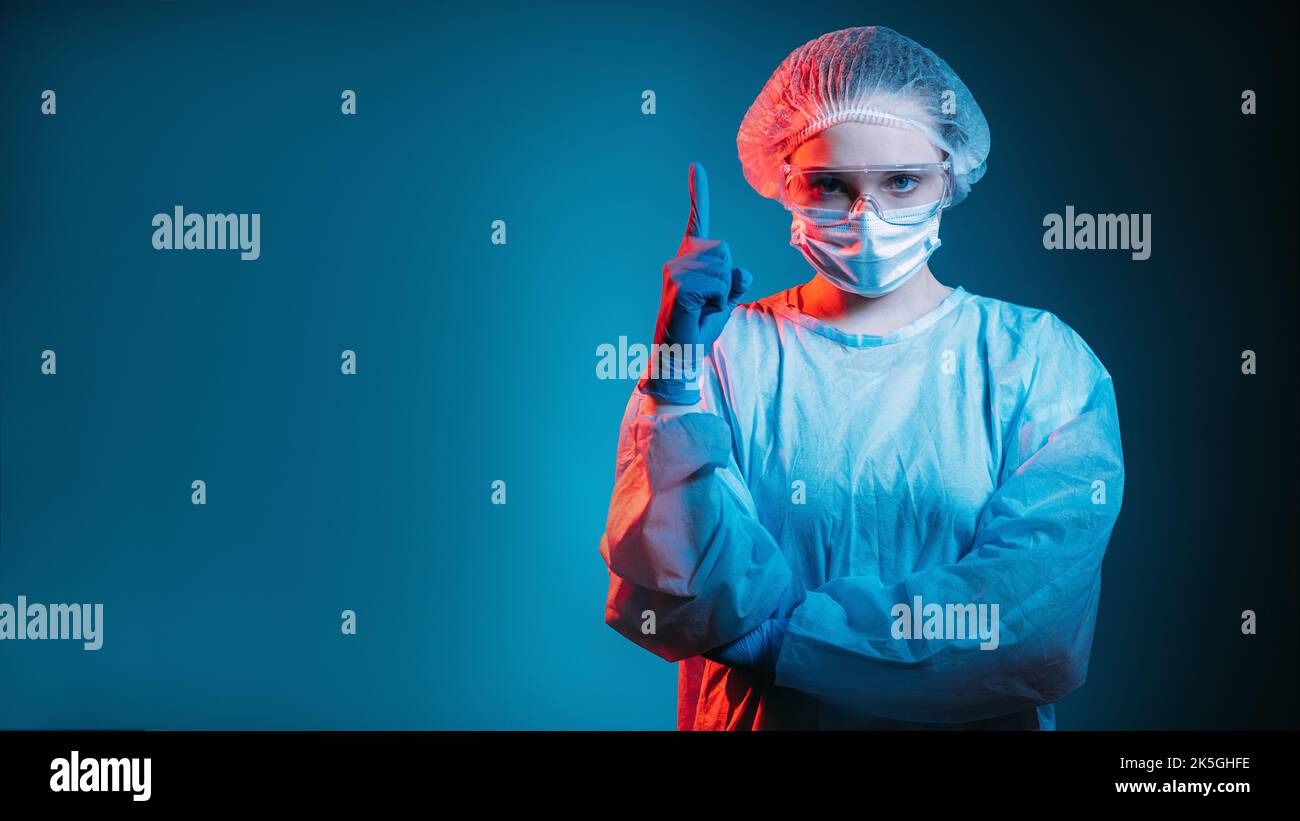 Medical warning. Covid-19 restriction. Pandemic alert. Portrait of ...