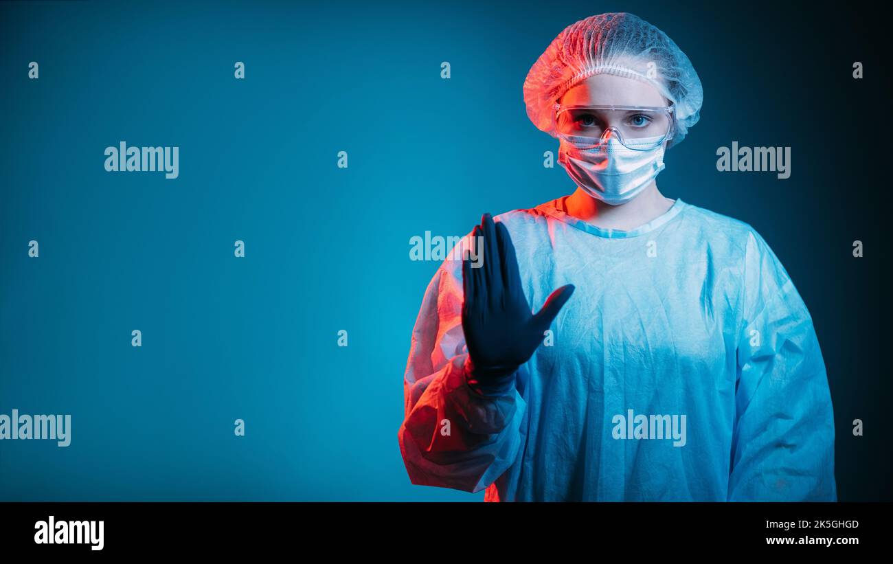 Stop coronavirus. Pandemic restriction. Social distancing. Portrait of ...